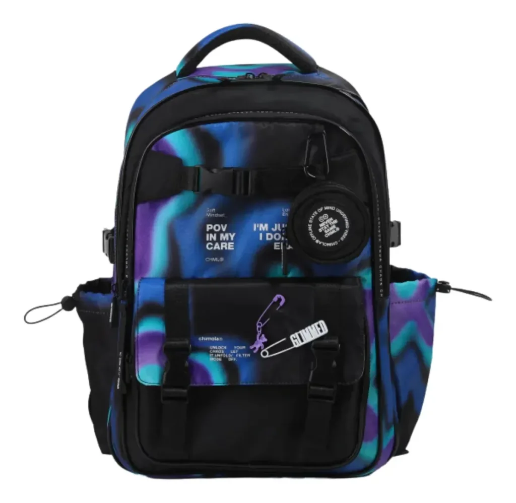 Mochila Chimola Blurred Negra Espalda 18″. Gran Capacidad. – La ...